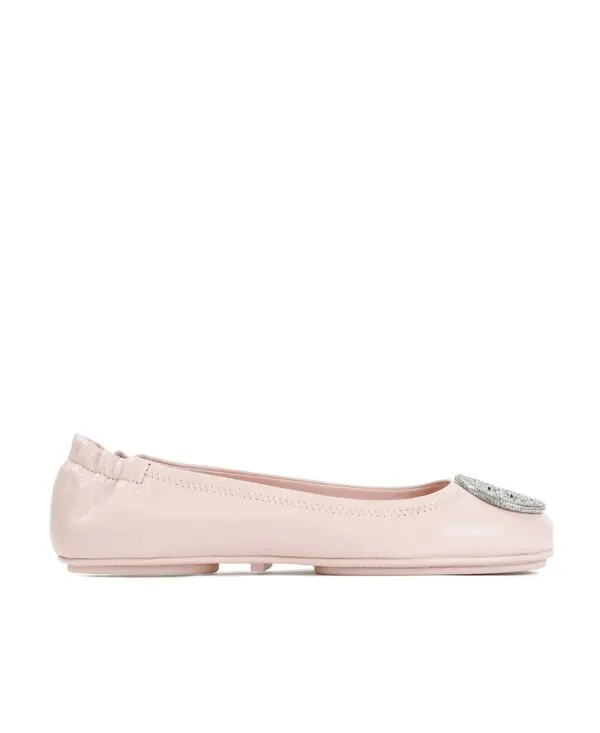 Tory Burch Minnie Logo Embellished Ballerina Flats - Pink