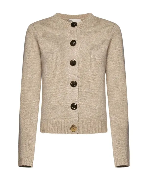 Tory Burch Logo Button Wool Cardigan