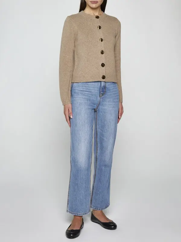 Tory Burch Logo Button Wool Cardigan