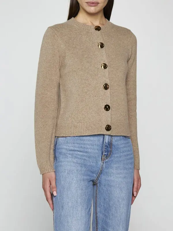 Tory Burch Logo Button Wool Cardigan