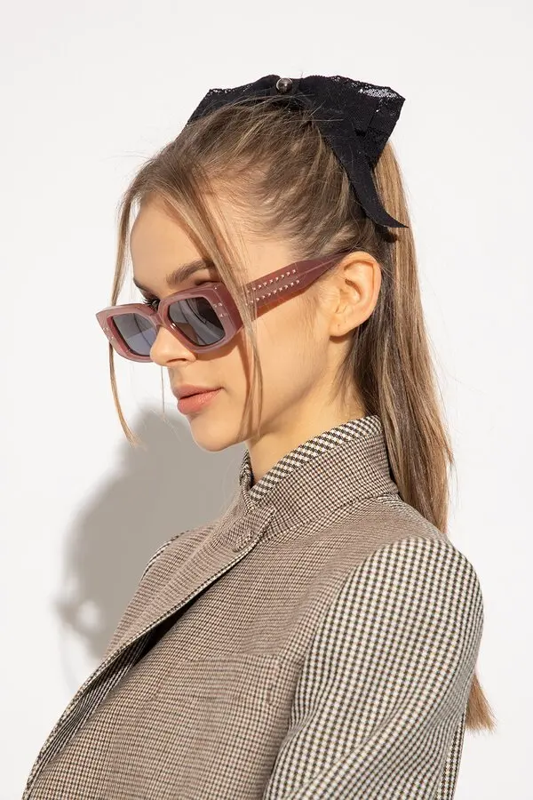 Valentino Garavani Rectangular Frame Sunglasses With Stud Embellishments