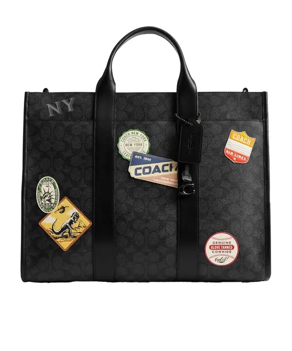 COACH Patch Detailed Wesley Tote Bag - Carbon Gray Mixed Color