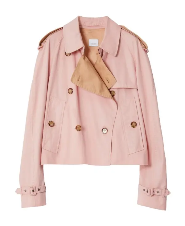 Burberry Gabardine Cropped Trench Coat - Pink