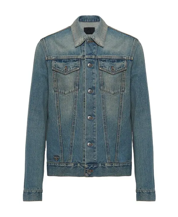 Prada Distressed Denim Trucker Jacket