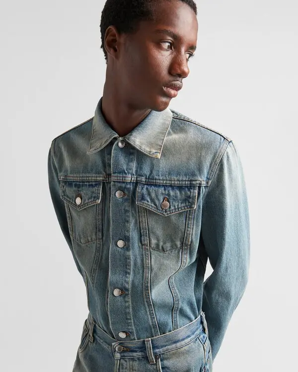 Prada Distressed Denim Trucker Jacket