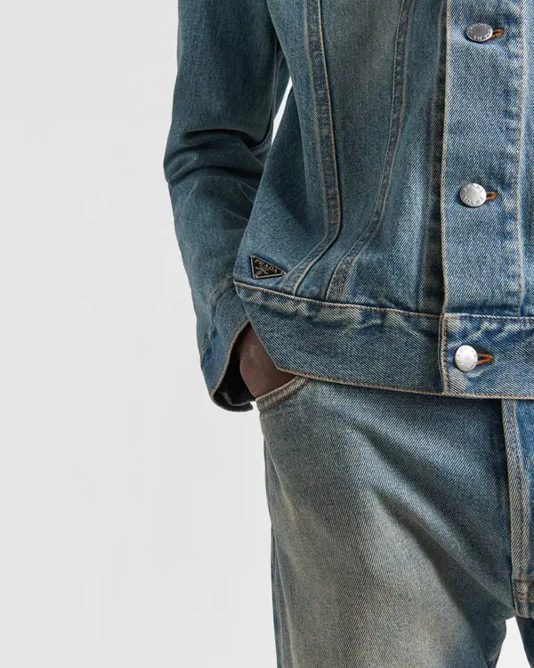 Prada Distressed Denim Trucker Jacket
