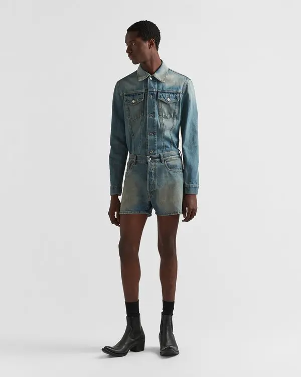 Prada Distressed Denim Trucker Jacket