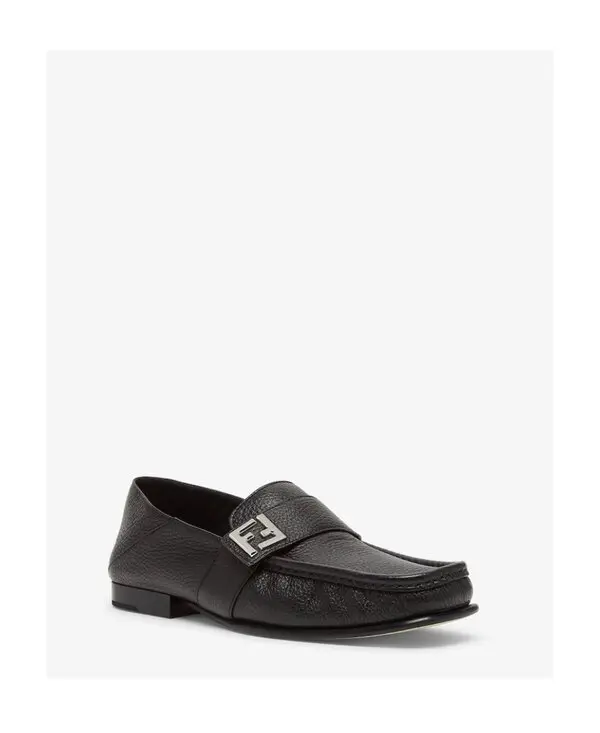 Fendi Leather Loafers With Palladium-plated Hardware - Black