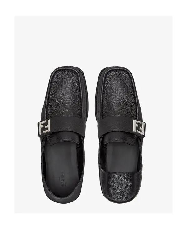 Fendi Leather Loafers With Palladium-plated Hardware - Black