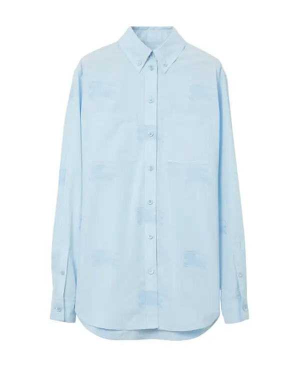 Burberry Ekd Cotton Oversized Shirt - Blue