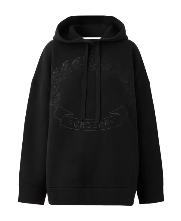 Burberry Embroidered Oak Leaf Crest Oversized Hoodie - No