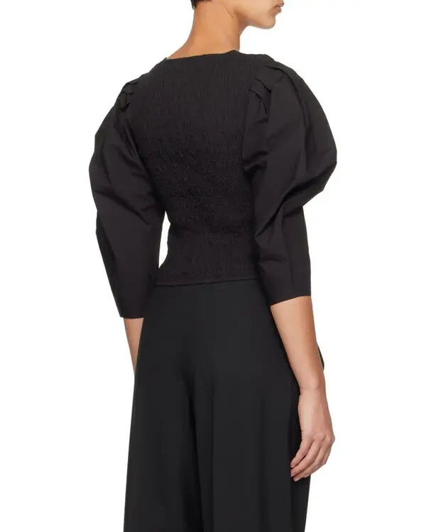 GANNI Puff Sleeve Button-up Top