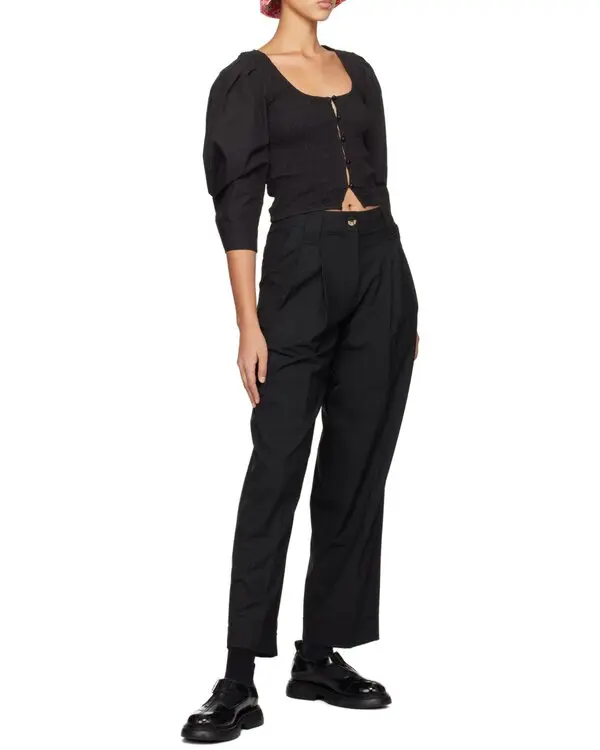 GANNI Puff Sleeve Button-up Top