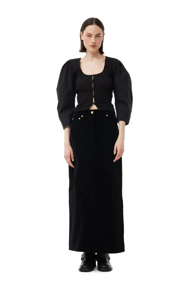 GANNI Puff Sleeve Button-up Top