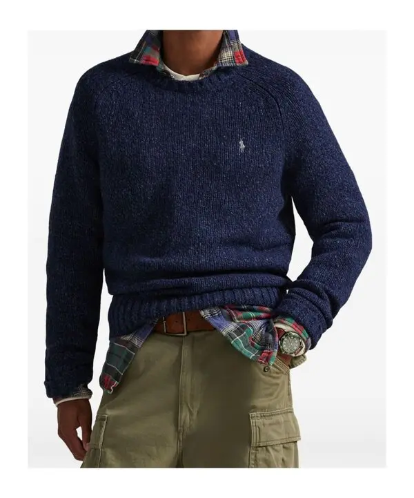 Polo Ralph Lauren Logo Embroidered Crew Neck Jumper - Navy