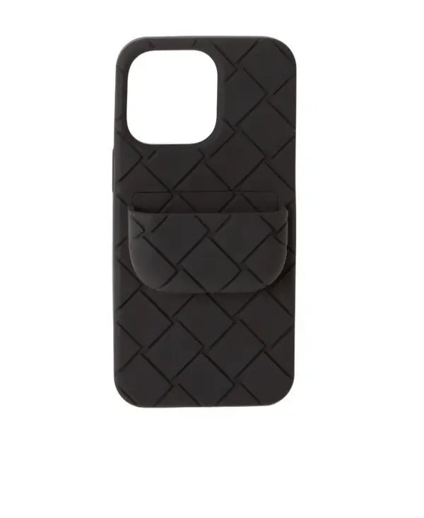 Bottega Veneta Intreccio Iphone 13 Pro Mobile Phone Case - Black
