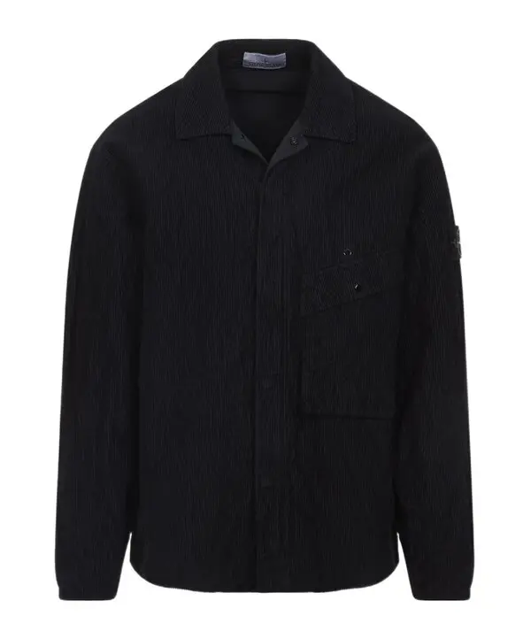 Stone Island Corduroy Patch-pocket Shirt - Black