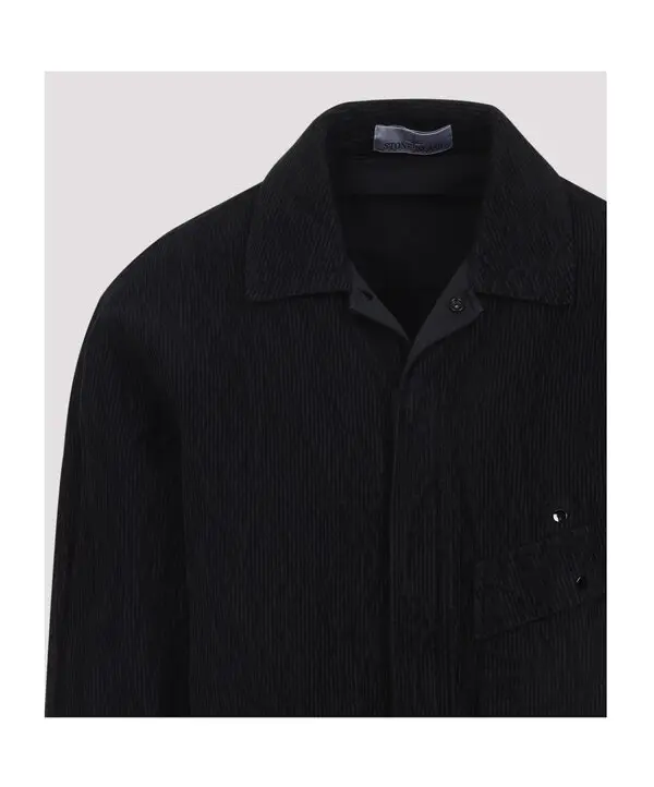 Stone Island Corduroy Patch-pocket Shirt - Black