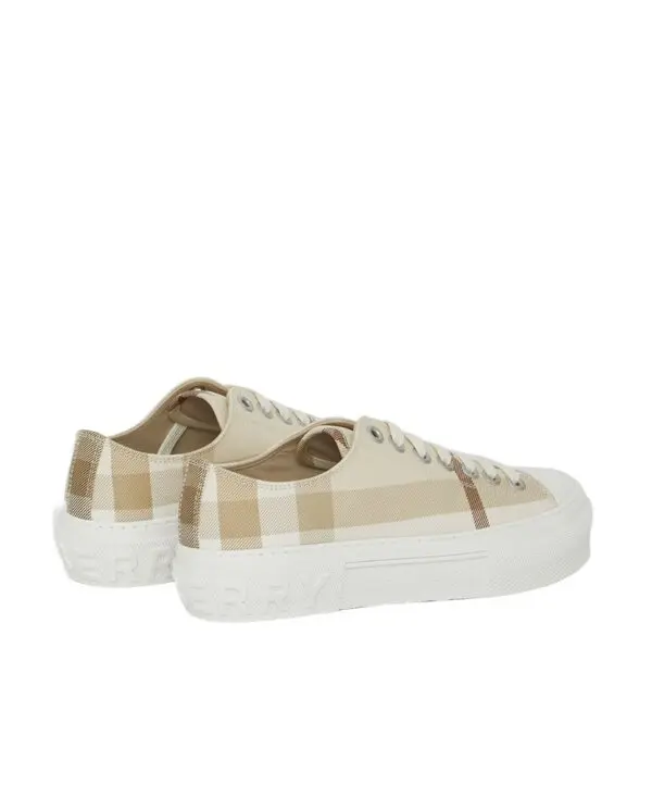 Burberry Checked Lace-up Sneakers - White