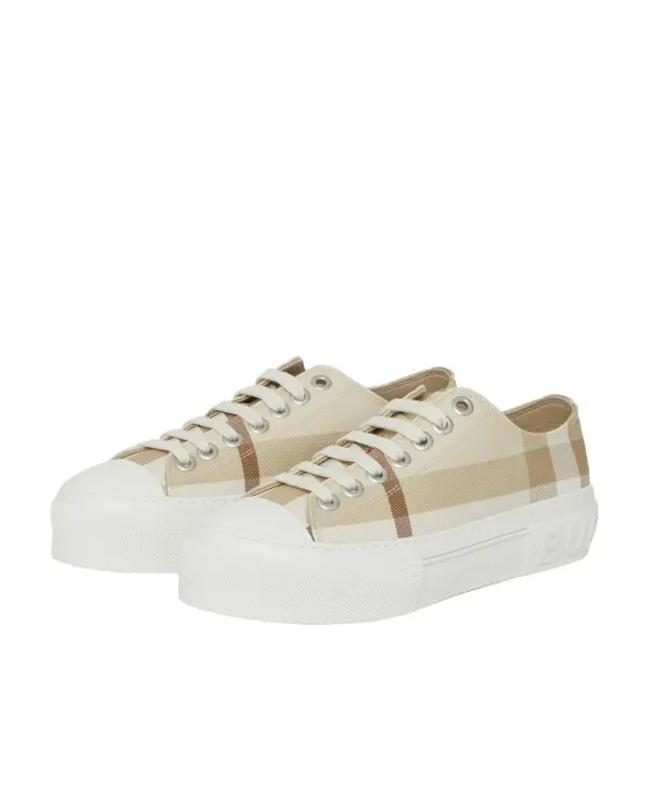 Burberry Checked Lace-up Sneakers - White