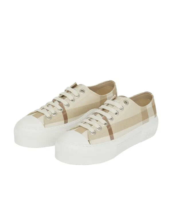 Burberry Checked Lace-up Sneakers - White