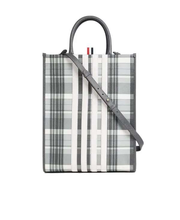 Thom Browne 4-bar Striped Tote Bag - Gray