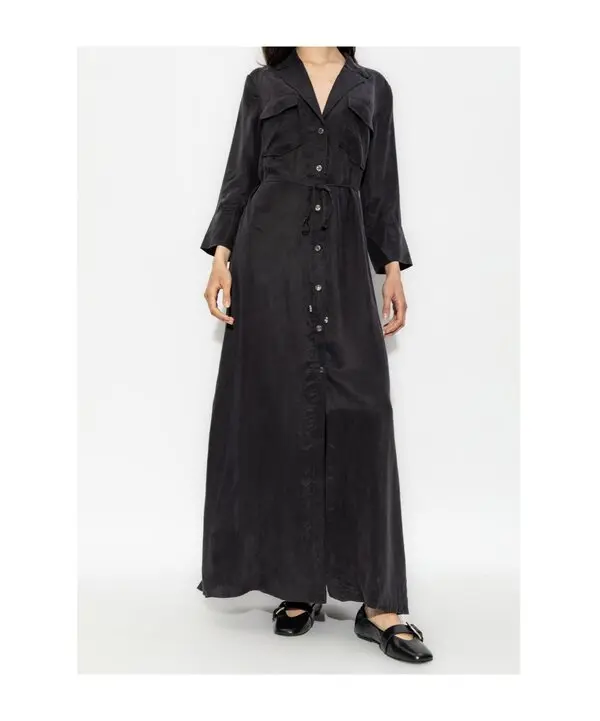 GANNI V-neck Maxi Dress With Flap Pockets