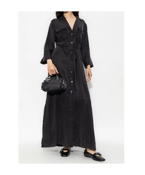 GANNI V-neck Maxi Dress With Flap Pockets