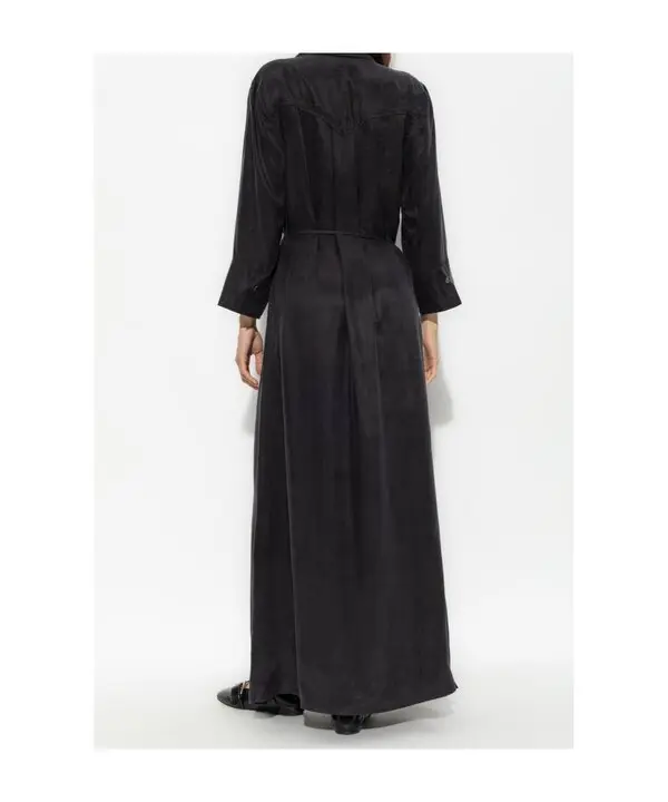 GANNI V-neck Maxi Dress With Flap Pockets