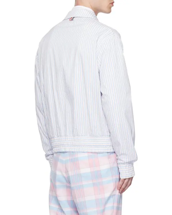 Thom Browne Striped Shirt Jacket With Drawstring Waistband