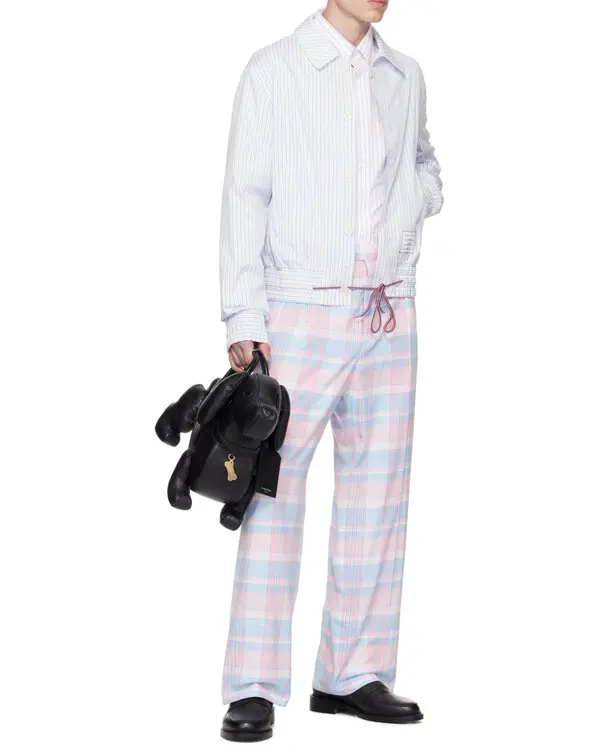 Thom Browne Striped Shirt Jacket With Drawstring Waistband