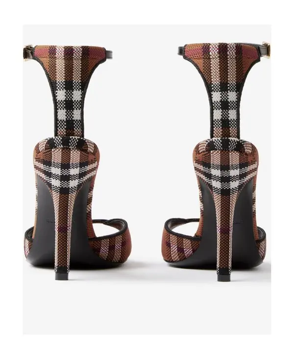 Burberry Ankle Strap Checkered Stiletto Sandals