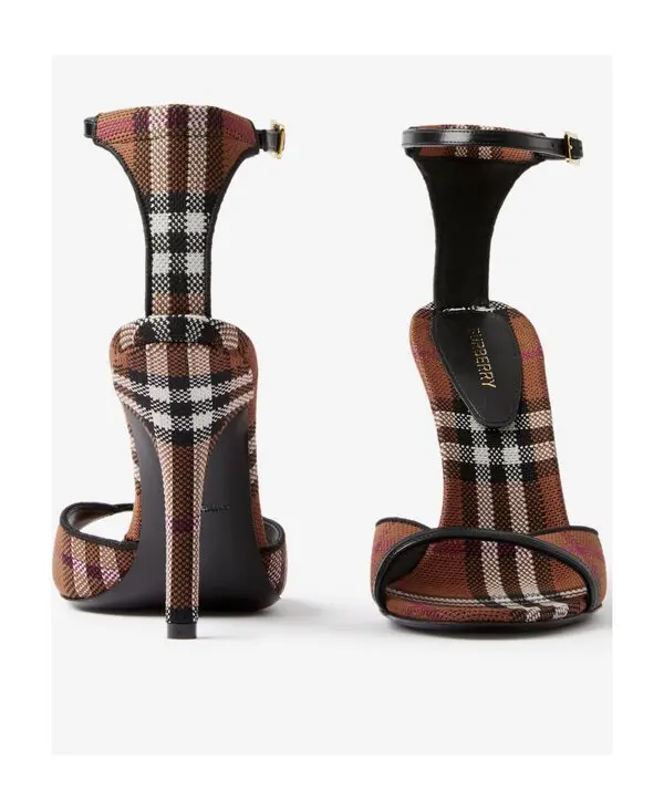 Burberry Ankle Strap Checkered Stiletto Sandals