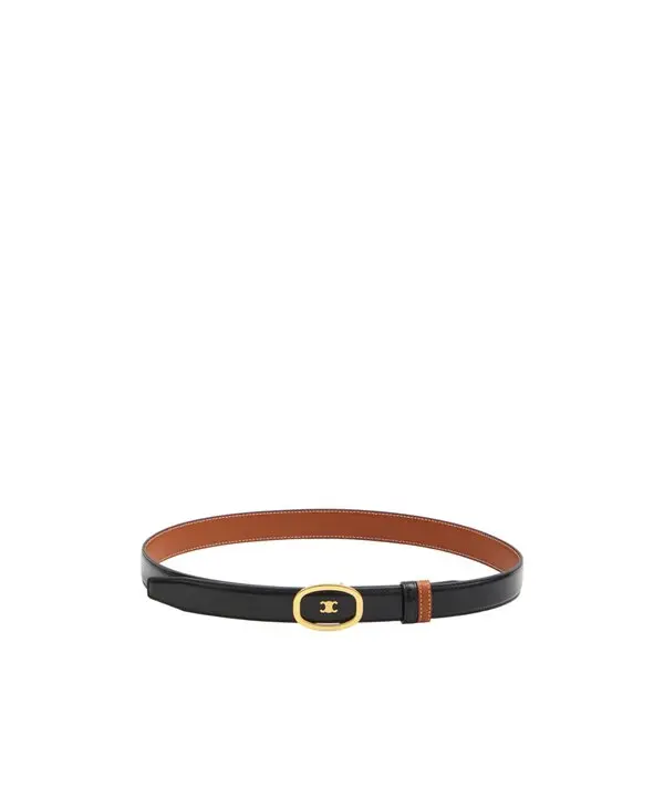 Celine Medium 25mm Alix Belt In Taurillon And Natural Calfskin - Black