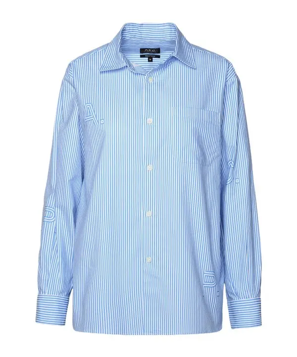 A.p.c. Striped Logo Printed Button-down Shirt