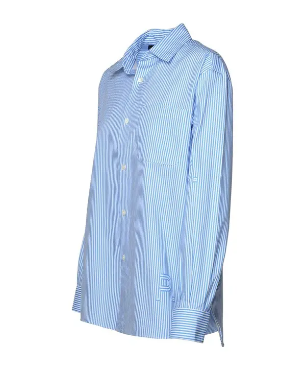 A.p.c. Striped Logo Printed Button-down Shirt