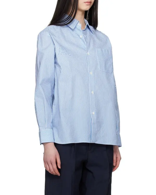 A.p.c. Striped Logo Printed Button-down Shirt