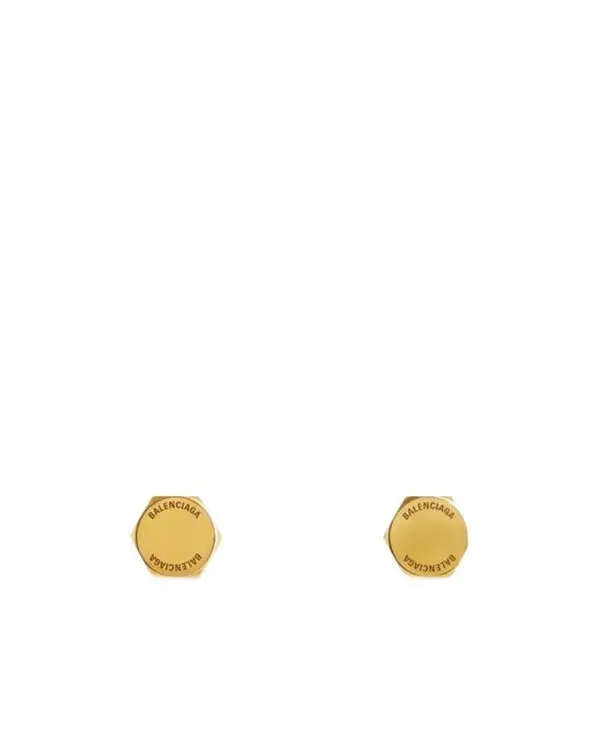 Balenciaga Garage Logo Engraved Earrings - Yellow