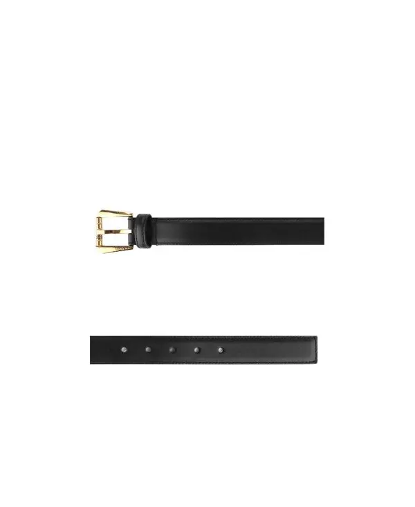 Versace Logo Engraved Leather Belt - Black