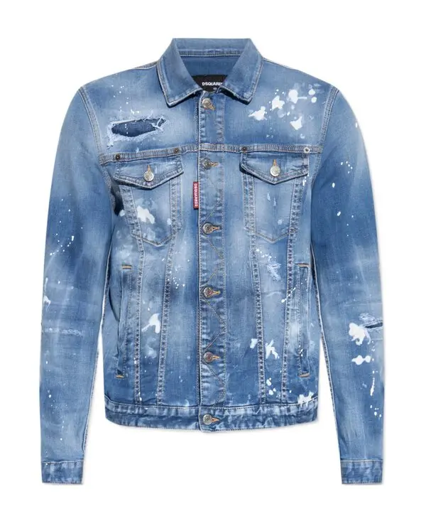 Dsquared2 Distressed Faded Effect Denim Jacket - Blue