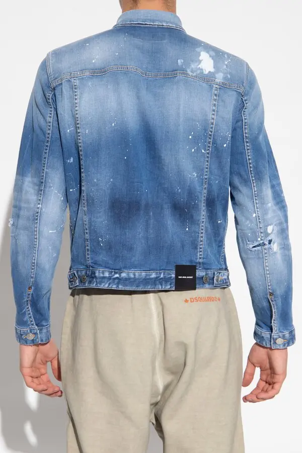 Dsquared2 Distressed Faded Effect Denim Jacket - Blue