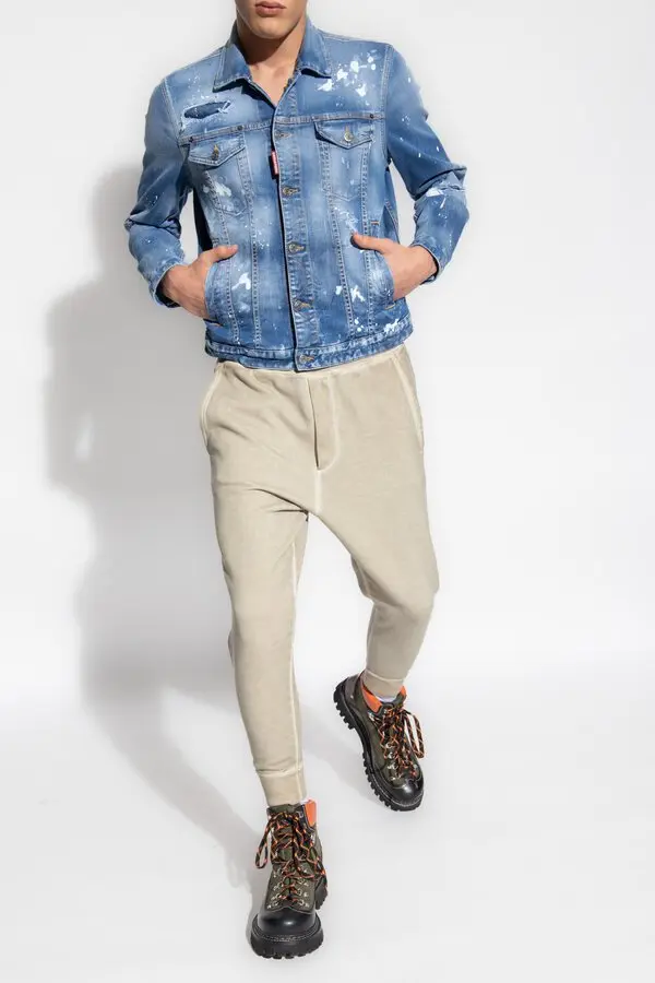 Dsquared2 Distressed Faded Effect Denim Jacket - Blue