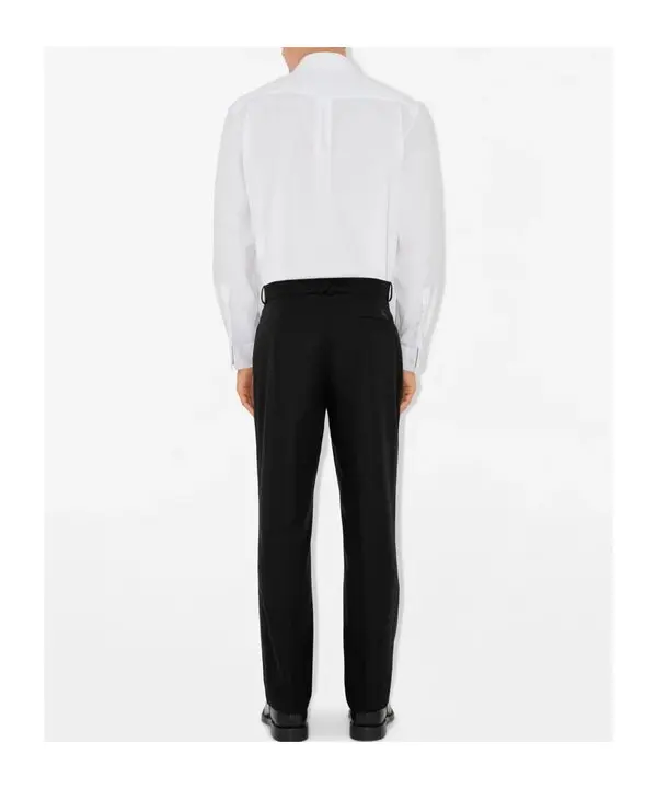 Burberry Oversized Cotton Trousers With Equestrian Knight Embroidery