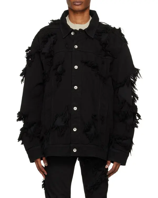 Rick Owens Layered Distressed Denim Jacket