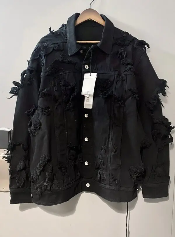 Rick Owens Layered Distressed Denim Jacket