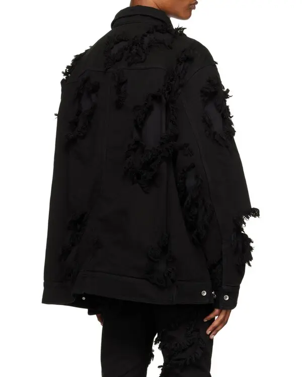 Rick Owens Layered Distressed Denim Jacket