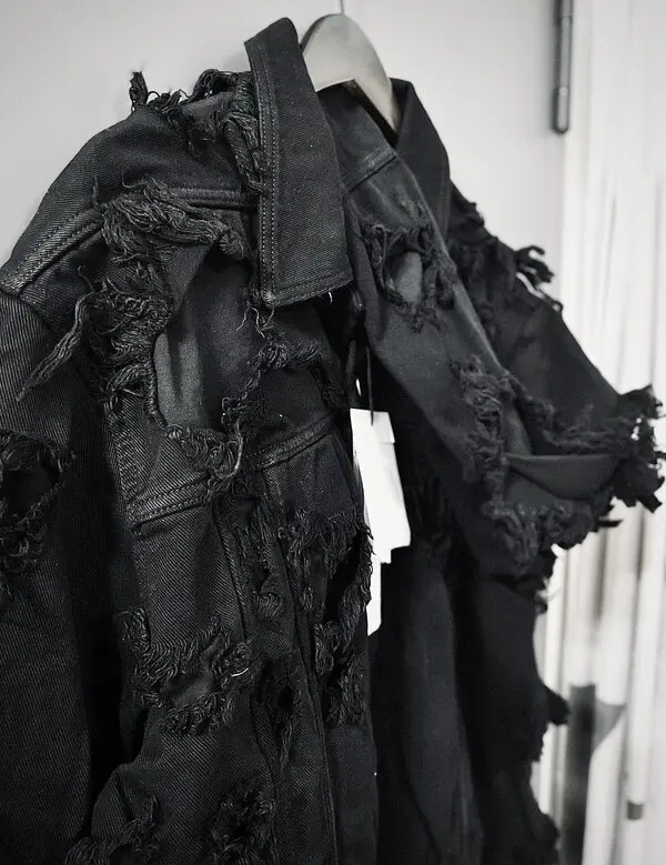 Rick Owens Layered Distressed Denim Jacket
