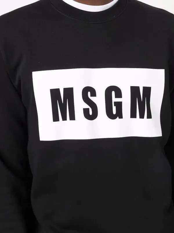 MSGM Logo-print Cotton Sweatshirt - Black