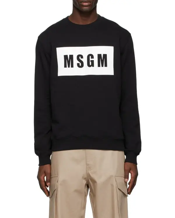 MSGM Logo-print Cotton Sweatshirt - Black