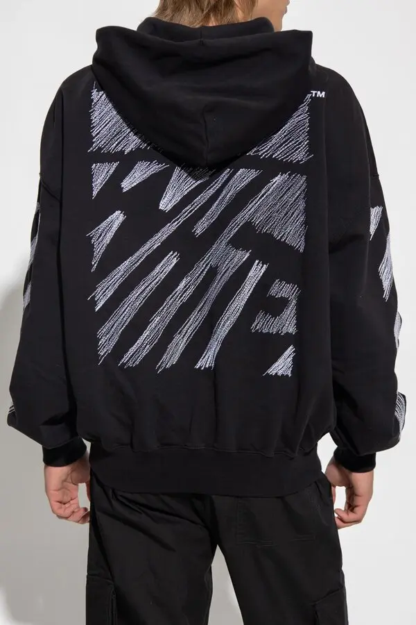 Off-White Embroidered Diagonal Stripe Hoodie